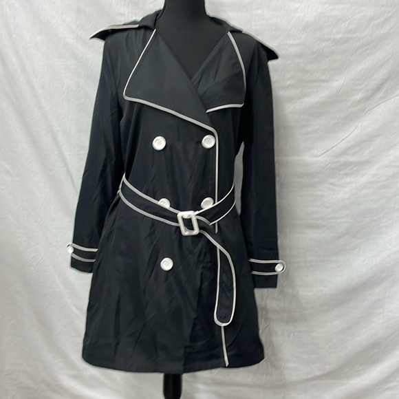 Vertigo Paris | Jackets & Coats | Vertigo Black Trench Coat With White ...